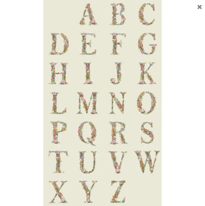 Alphabet Botanical Collection ABC Cream Panel – Ruby & Kate